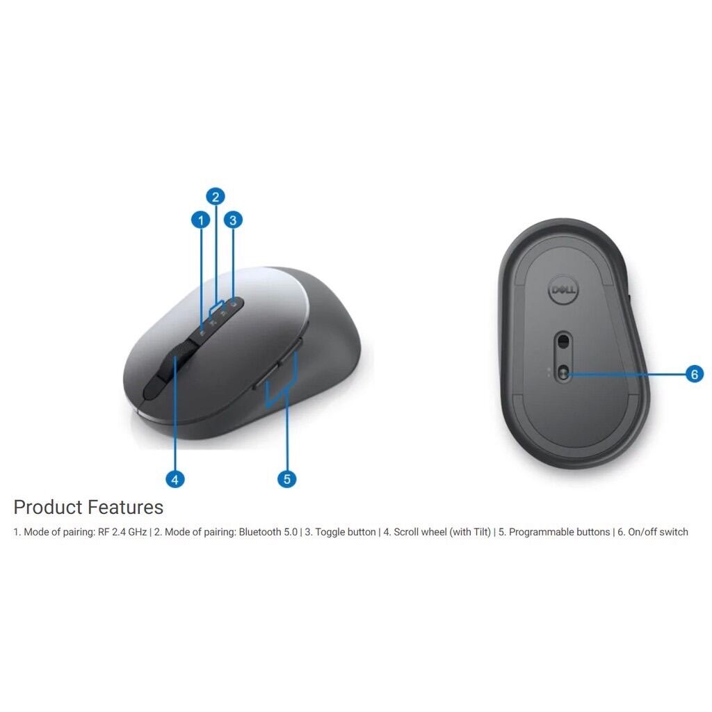 Multi Device Wireless Mouse Dell MS5320W - CG Stainless - ThaiPick
