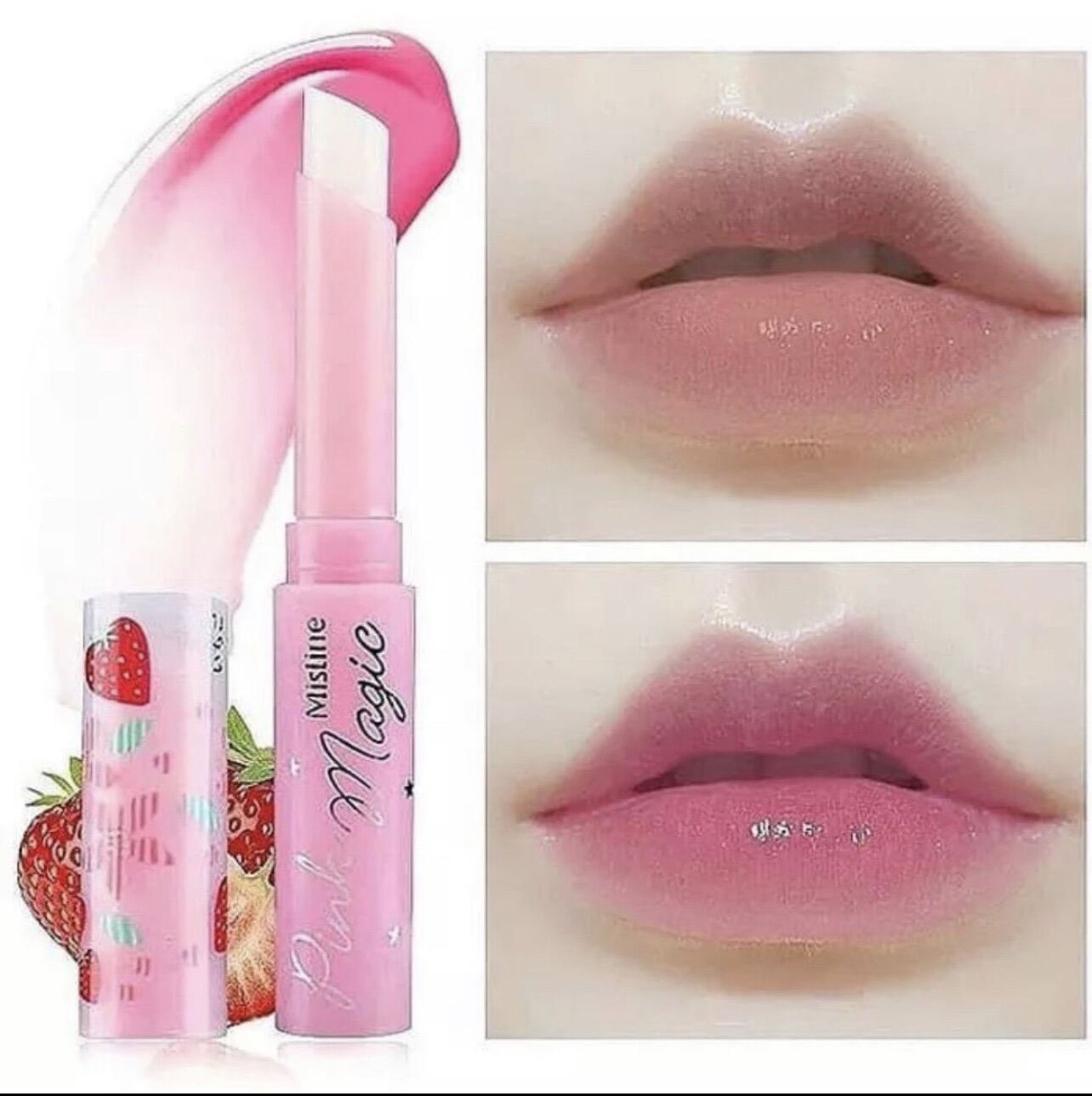 (Pridee1956)Mistine Pink Magic Lip Plus Vitamin E Strawberry ลิปมัน ...