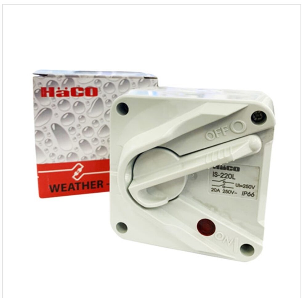 Haco สวิตช์สลับกันน้ำ 20A 250V 2Pole Switch With Pilot Lamp IS-220L,IS-320, 20A 440V 3P 50Hz) IS ...