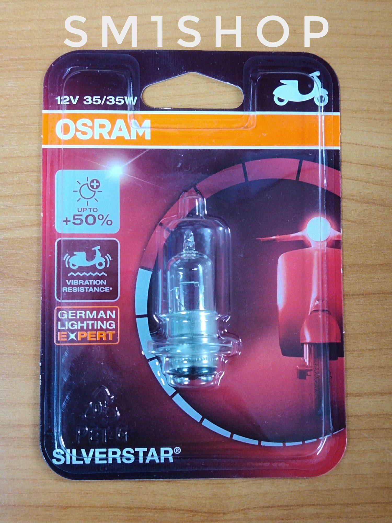 - OSRAM หลอดไฟหน้าสีแหลืองนวล12V 35/35W - สำหรับ มอเตอร์ไซค์ แป้นเล็ก ...