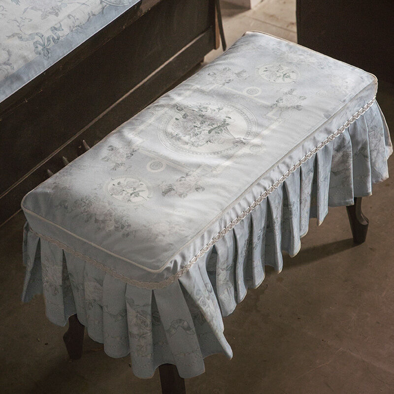 Fan Ju ฝาครอบเปียโนสไตล์ฝรั่งเศสสีฟ้าสดใสกันฝุ่นผ้าคลุมเปียโนสไตล์นอร์ ...