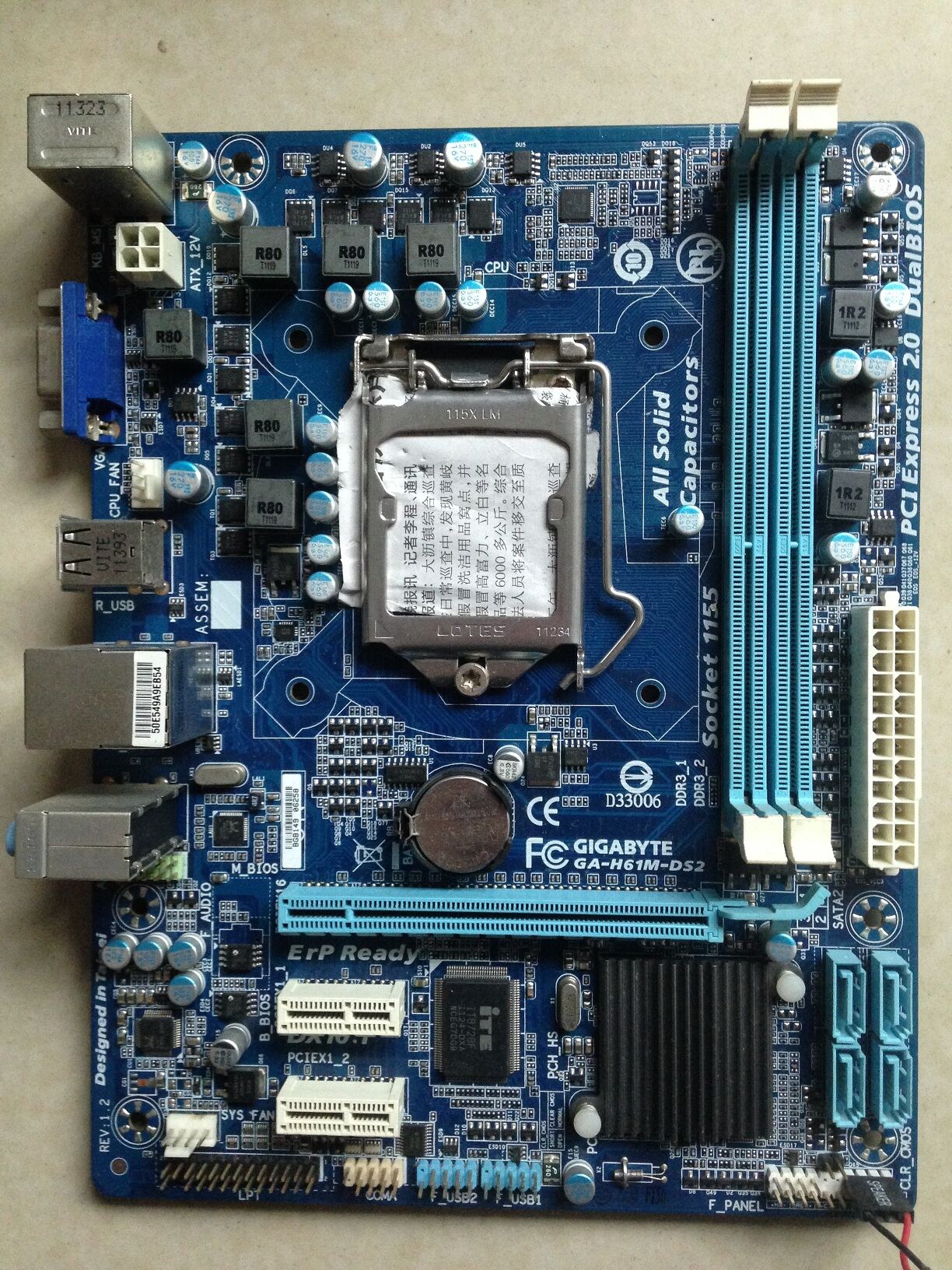 Gigabyte GA-H61M-DS2 DDR3คอมพิวเตอร์1155พินเมนบอร์ดพอร์ตการพิมพ์แบบ ...