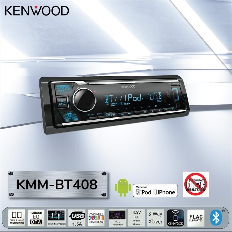 KENWOOD KMM-BT408 เครื่องเสียงรถยนต์ บลูทูธ ไม่ต้องใช้แผ่น 1 DIN ...