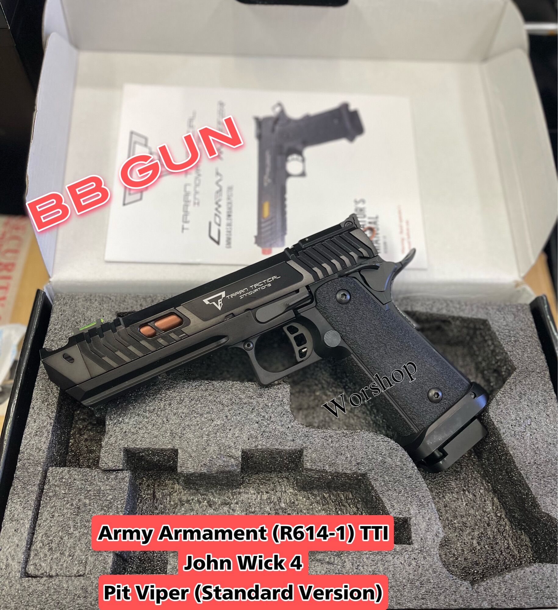 ปืนบีบีกัน รุ่น John Wick 4 Pit Viper GBB Army Armament R614-1 TTI แถม ...