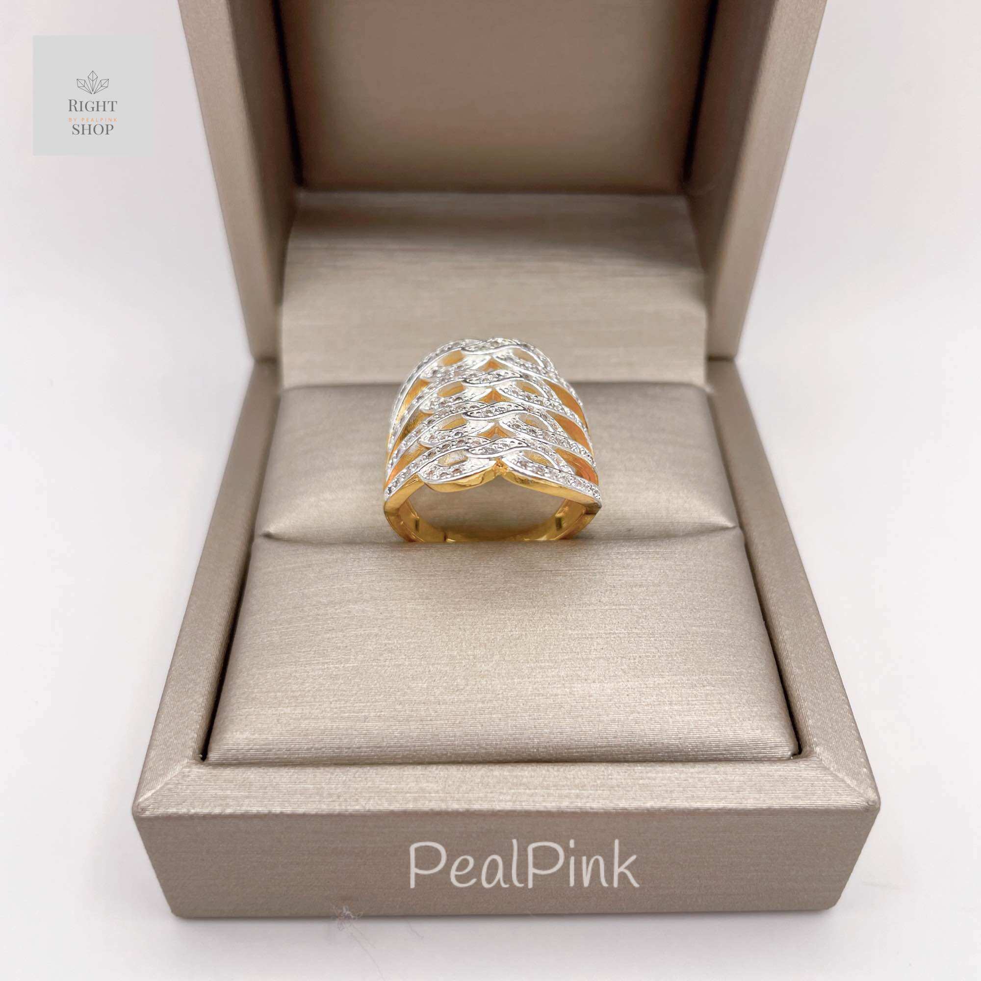 Wide diamond ring infinity design with four rows of shoulder free size ...