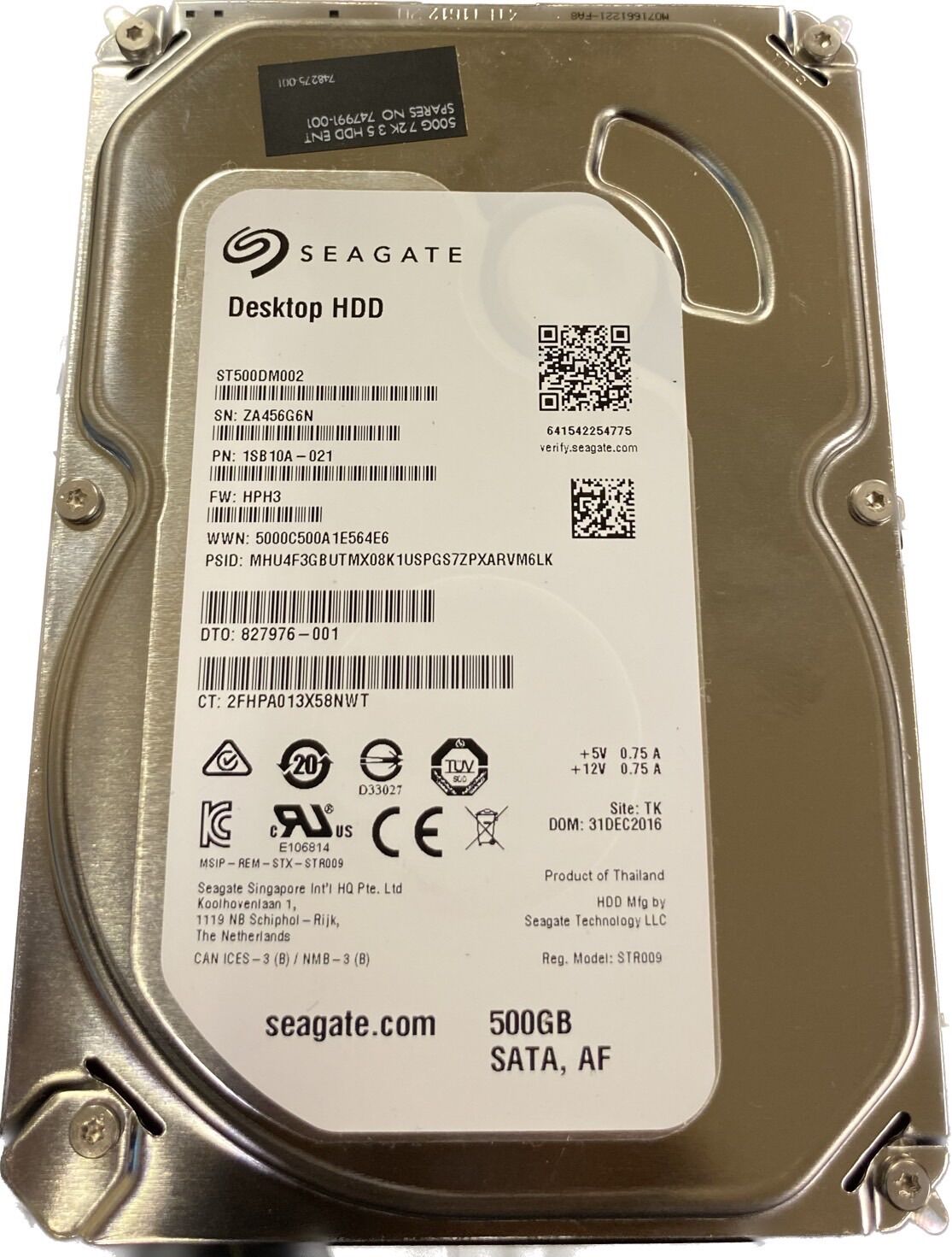 HEAD Seagate 500GB HDD(สำหรับคอมพิวเตอร์ตั่้งโต๊ะ) - กัปตันไอที - ThaiPick