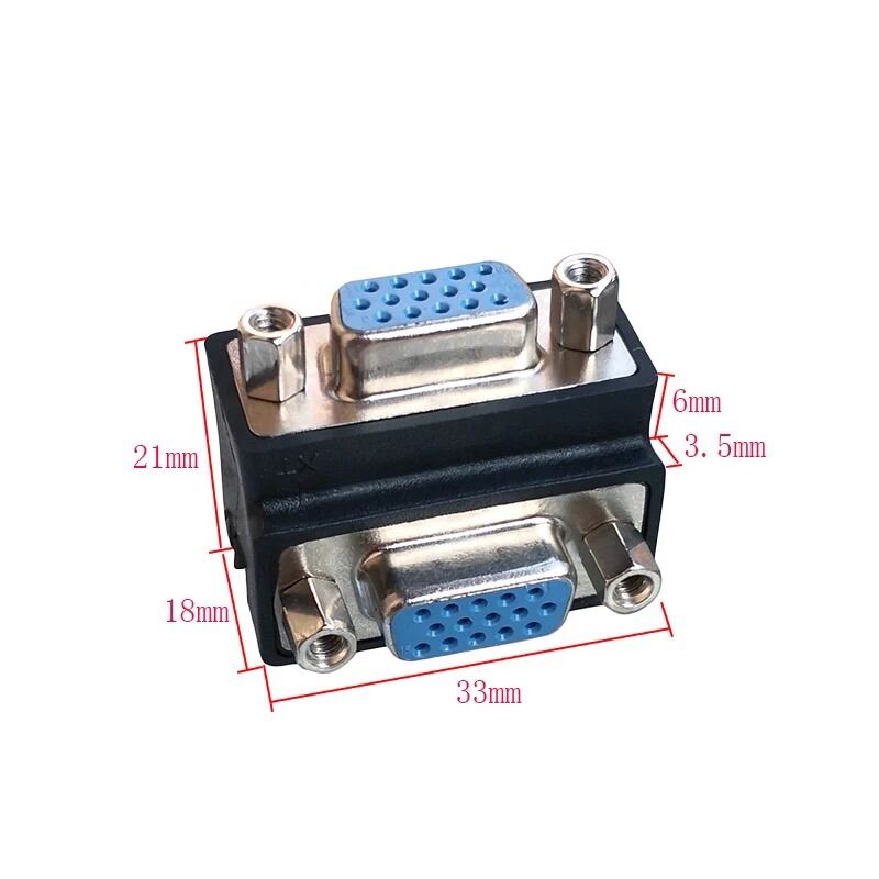 15 Pin VGA Female To Female FF 90 Degree Extender Adapter Cord Monitor ...