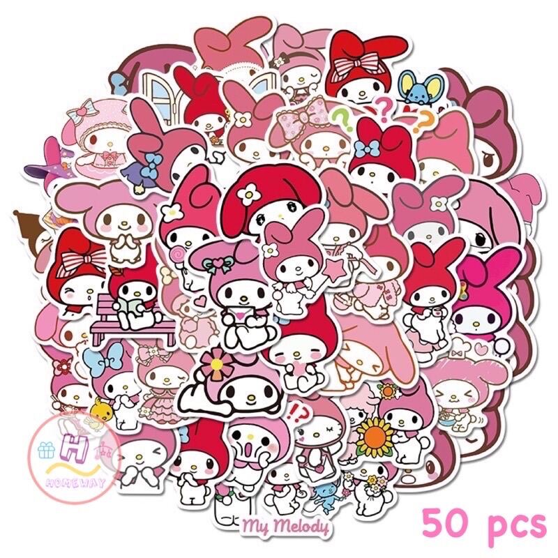 Sticker สติ๊กเกอร์ Mymelody H 53 มายเมโลดี้ 50ชิ้น Kuromi คุโรมิ Hello