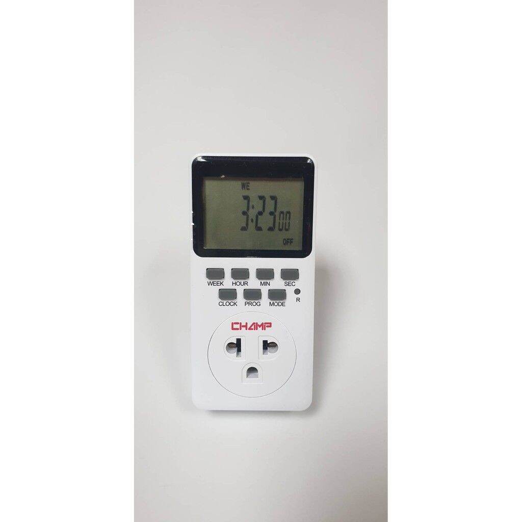 CHAMP ปลั๊กไฟตั้งเวลาดิจิตอล Timer Digital 15A/3600W เปิด20โปรแกรม ปิด20โปรแกรม ขากราวถอดได้ ...