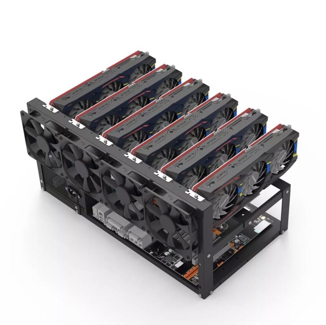 โครงริกเหล็ก 6 ใบ Mining Rig 6 GPU open case ขนาดเล็ก กระทัดรัด สำหรับ ...