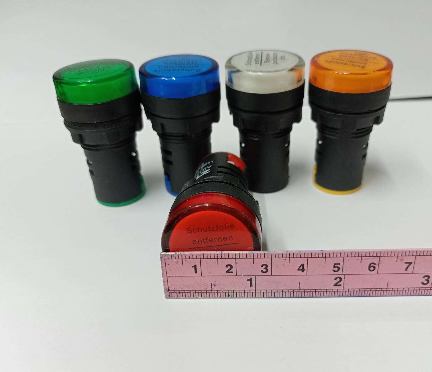 4ชิ้น หลอดตู้คอนโทรล (Pilot Lamp) 22 mm ED16-22DS 220VACตัวถังสีดำ ...