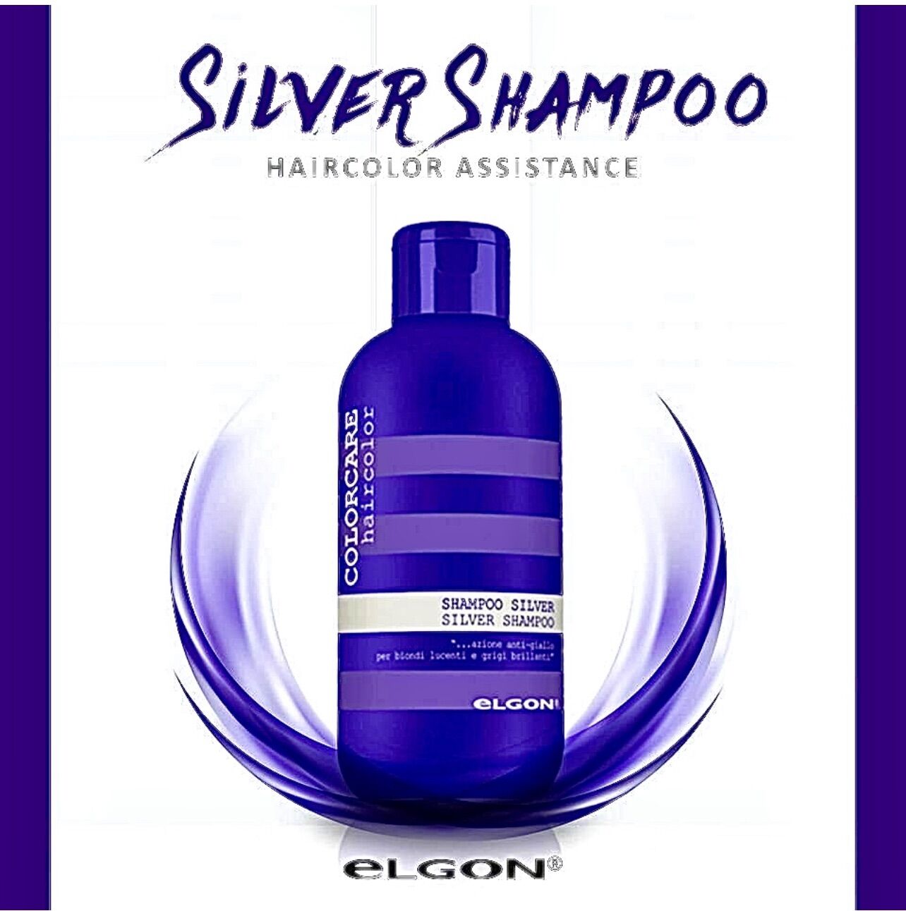 ELGON SILVER 300 ML.แชมพูม่วง+ครีมนวดผมม่วง ลดส้ม เหลืองในเส้นผม ให้สี ...
