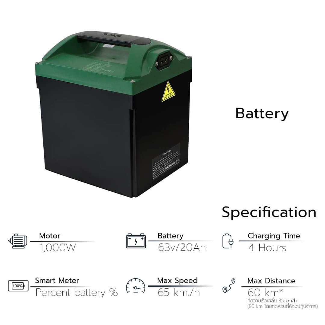 Deco แบตลิเธียมไอออน 62.9v(17s) 20ah สำหรับรถรุ่นSofia,Luciano,Hannah | Lazada.co.th