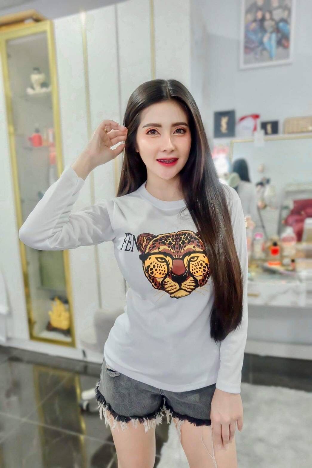 WTNB???? เสื้อแขนยาว สกรีนหน้าเสือ ผ้าบุ้งยืด - WATANABE_SHOP - ThaiPick