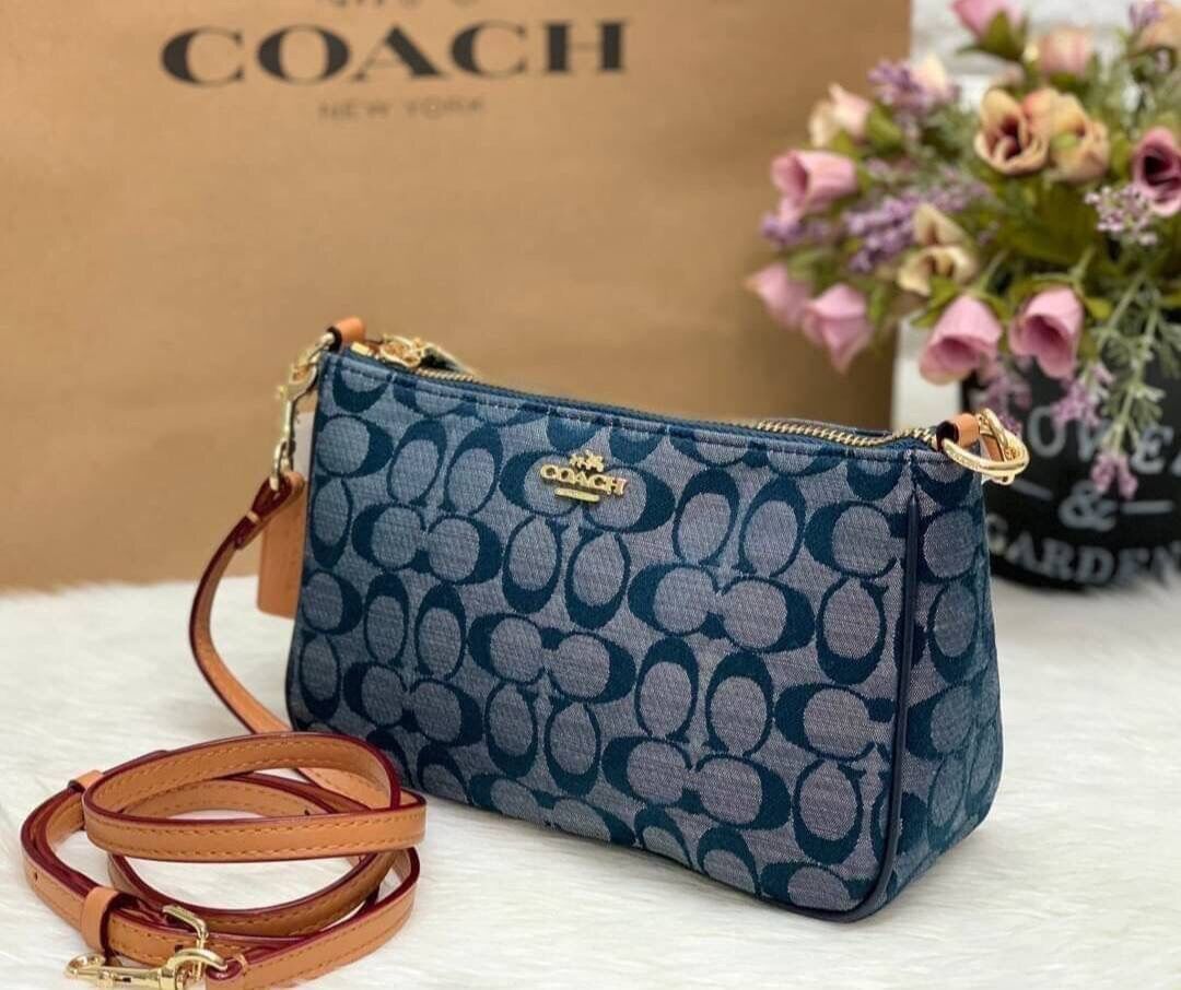 Coach Messicoo Top Handle Pouch In Signature Coated Canvas - Mini heart ...