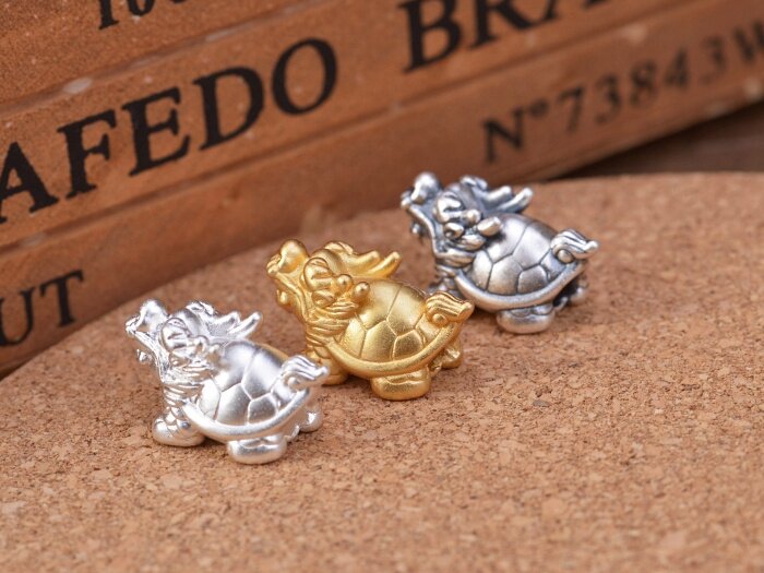 อุปกรณ์เสริมลูกปัดนำโชคเงินแท้3D 999เต่ามังกรหยกลูกปัดแยกเครื่องประดับสร้อยข้อมือแบบถัก DIY ...