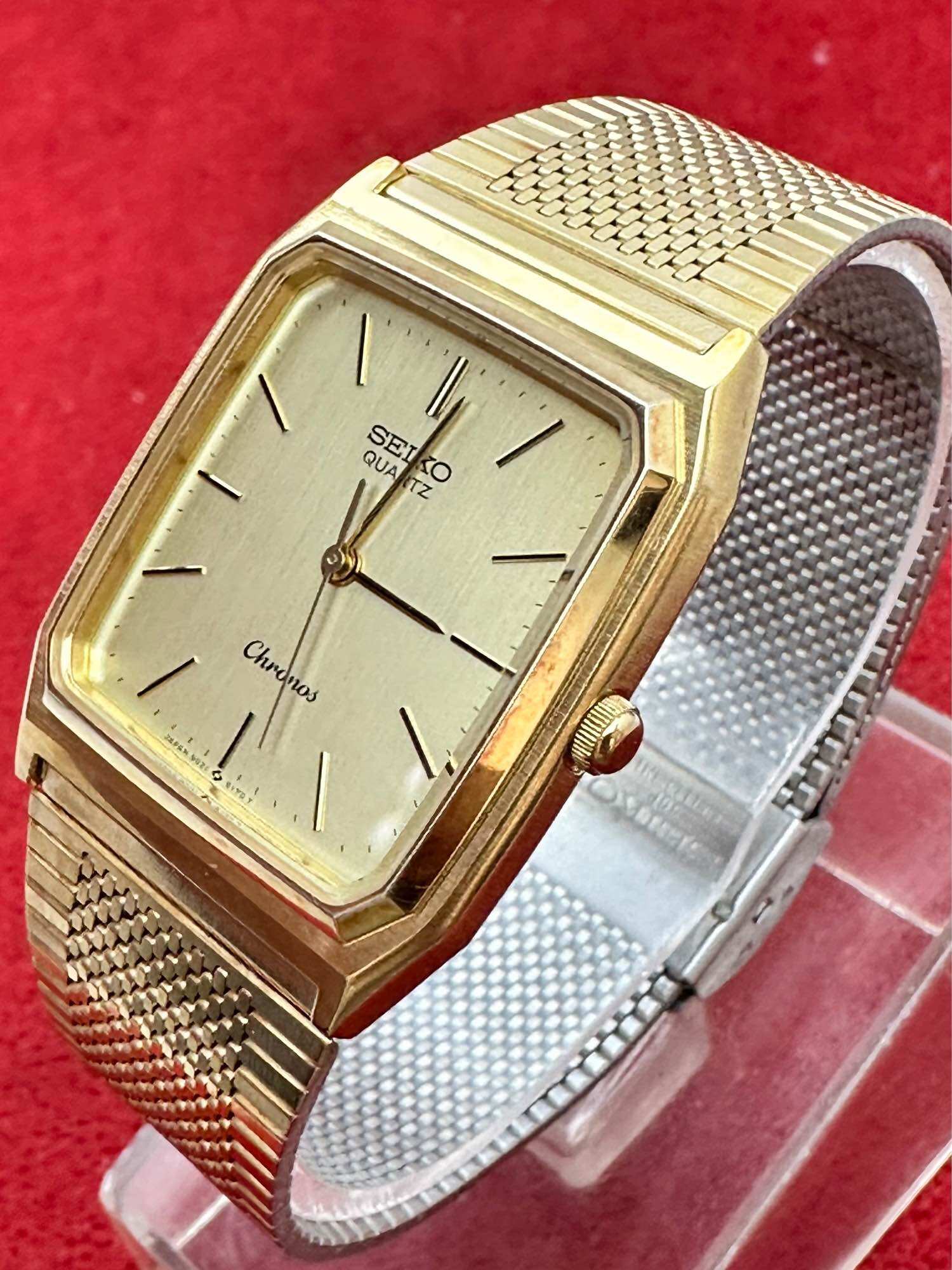 SEIKO Chronos Quartz ตัวเรือนทองชุบ นาฬิกาผู้ชาย มือสองของแท้ | Lazada ...