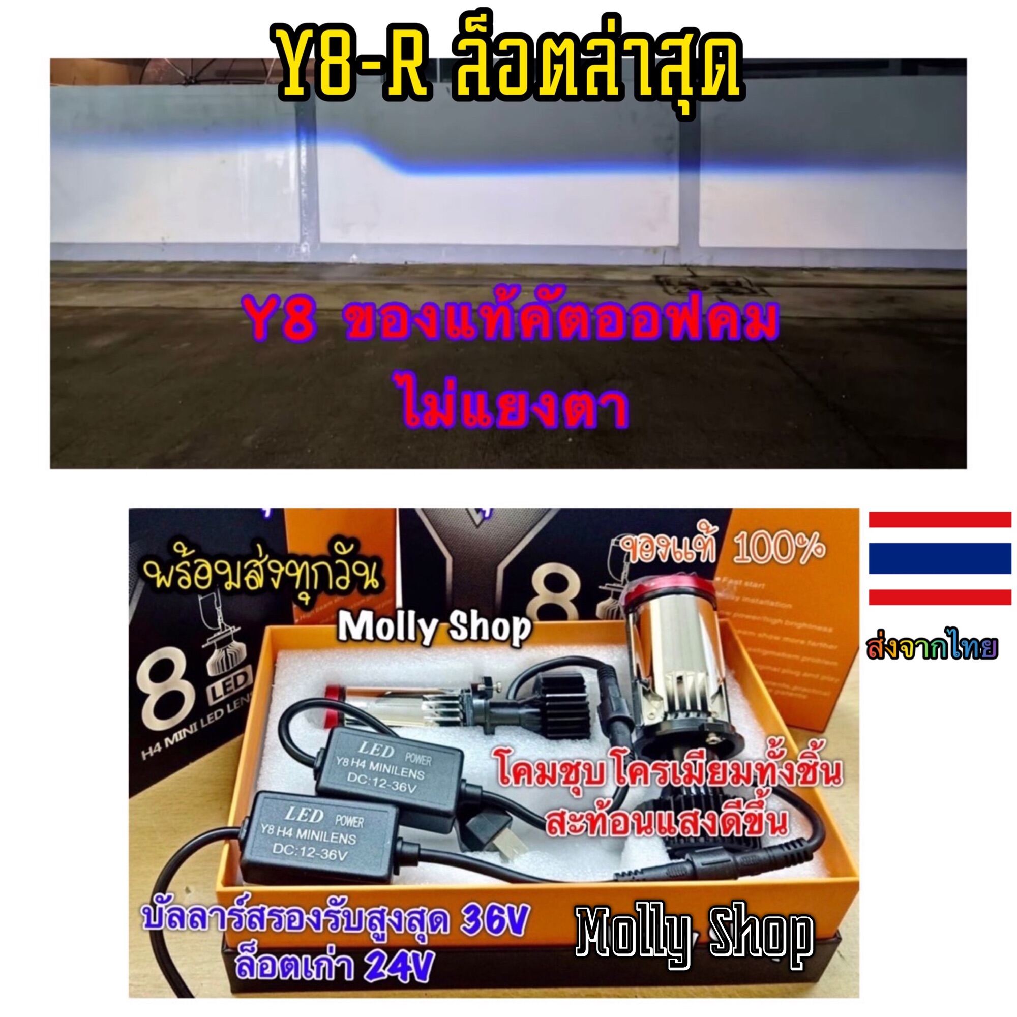 ล็อตล่าสุด ของแท้100%????ไฟหน้า LED mini projector รุ่น Y8-RHD ขั้ว H4 ...