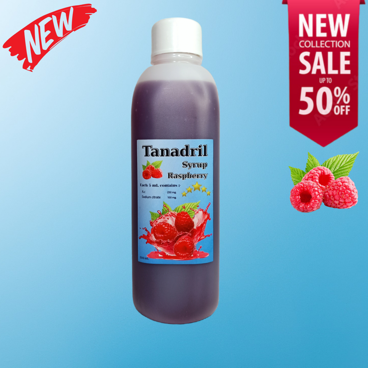 น้ำหวานกลิ่นราสเบอร์รี่ ขนาด 500ML - TANADRIL SHOP - ThaiPick