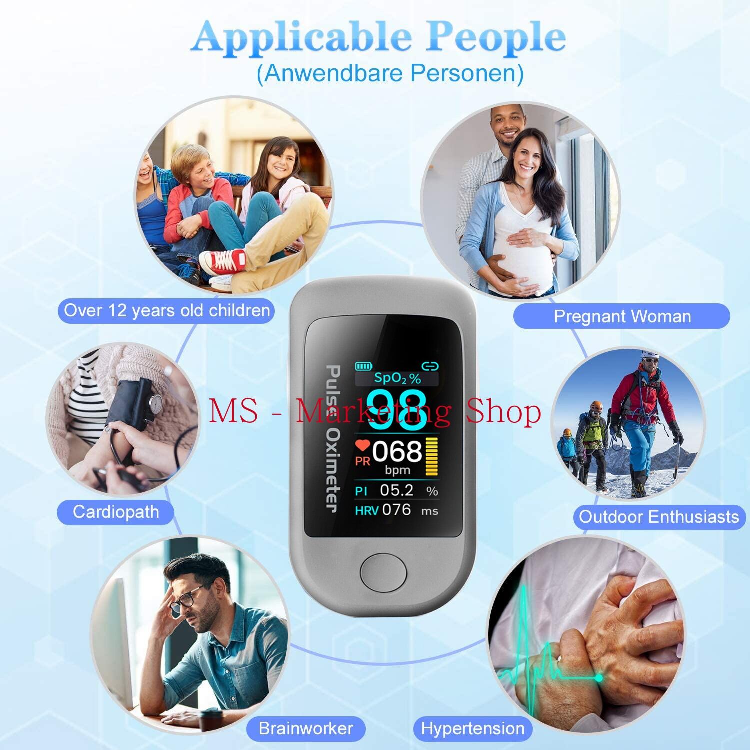 HRV Fingertip PULSE Oximeter Bluetooth Heart Rate Monitor - Taobao ...