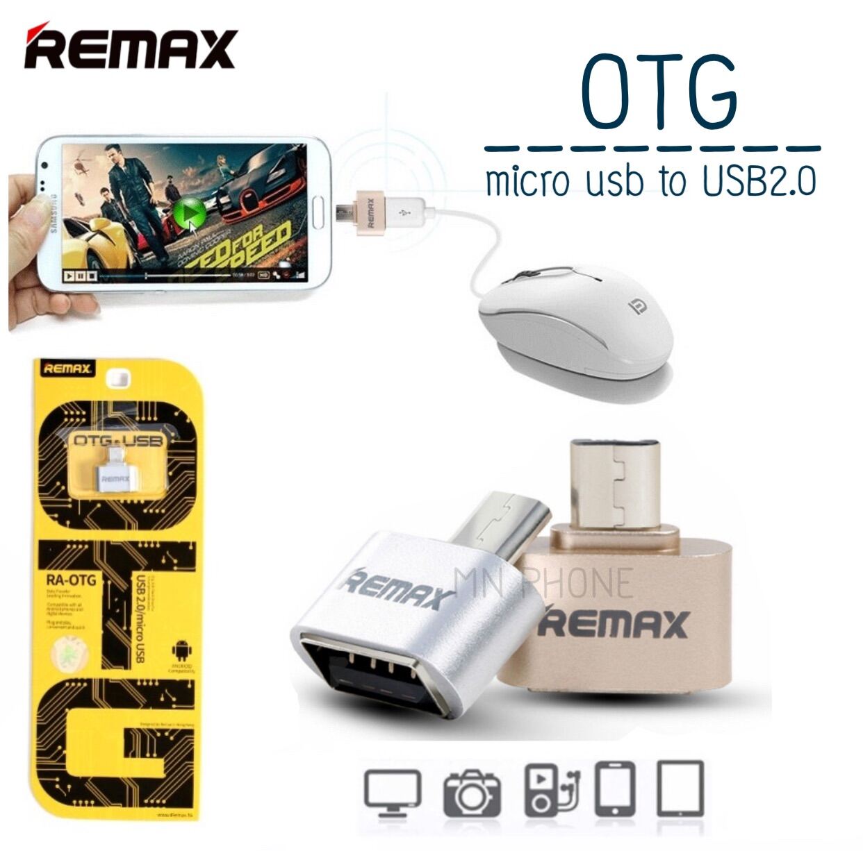Remax OTG อุปกรณ์แปลงจาก Micro USB OTG Adapter Android RA-OTG USB (สีเงิน) - MYCOM SEACON - ThaiPick