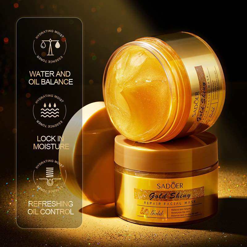 SADOER Gold Shiny Mask มาส์กหน้าทองแบบกระปุก Hydrating Moisturizing Sleeping Mask 120g. B526 ...