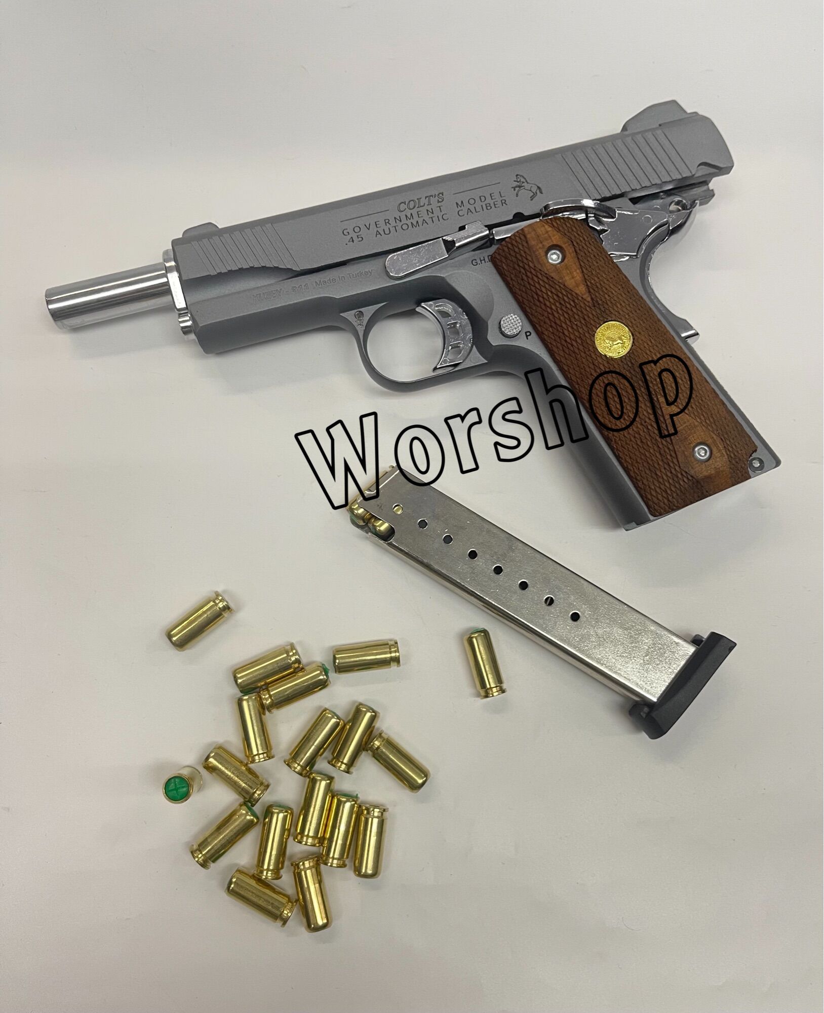 Blank Kuzey M1911 ลำกล้อง 5 นิ้ว 9mm P.A.K. สีไททัน ใช้ถ่ายทำภาพยนตร์ ...