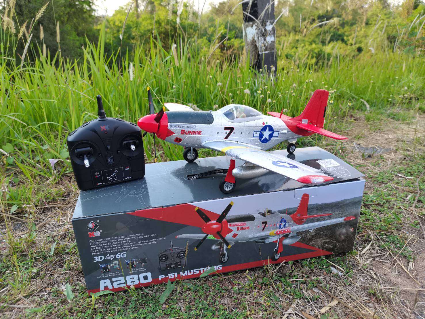 Wltoys XK A280 RC Plane 2.4G 4CH โหมด .3D-6G เครื่องบินบังคับวิทยุ P51 MUSTANG พร้อมไฟฉ LED ชุด ...