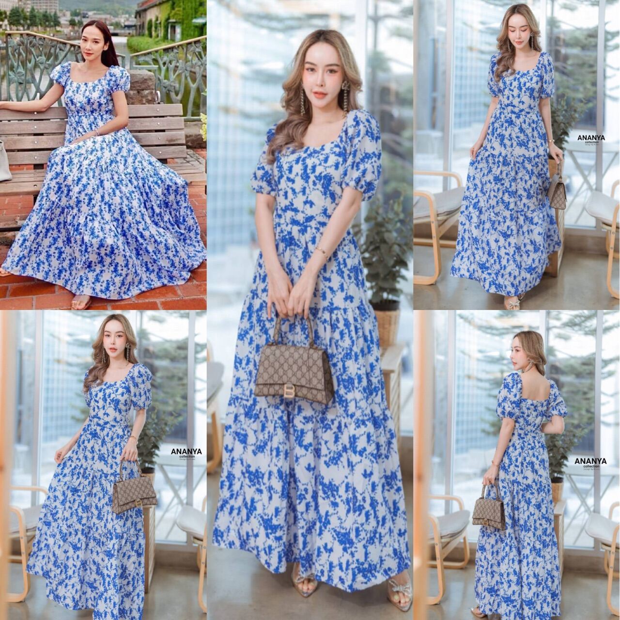 พร้อมส่ง M-4XL????ป้าย ANANYA????เดรสยาว เดรสแม่อั้ม แขนตุ๊กตา ยาวอลัง ...