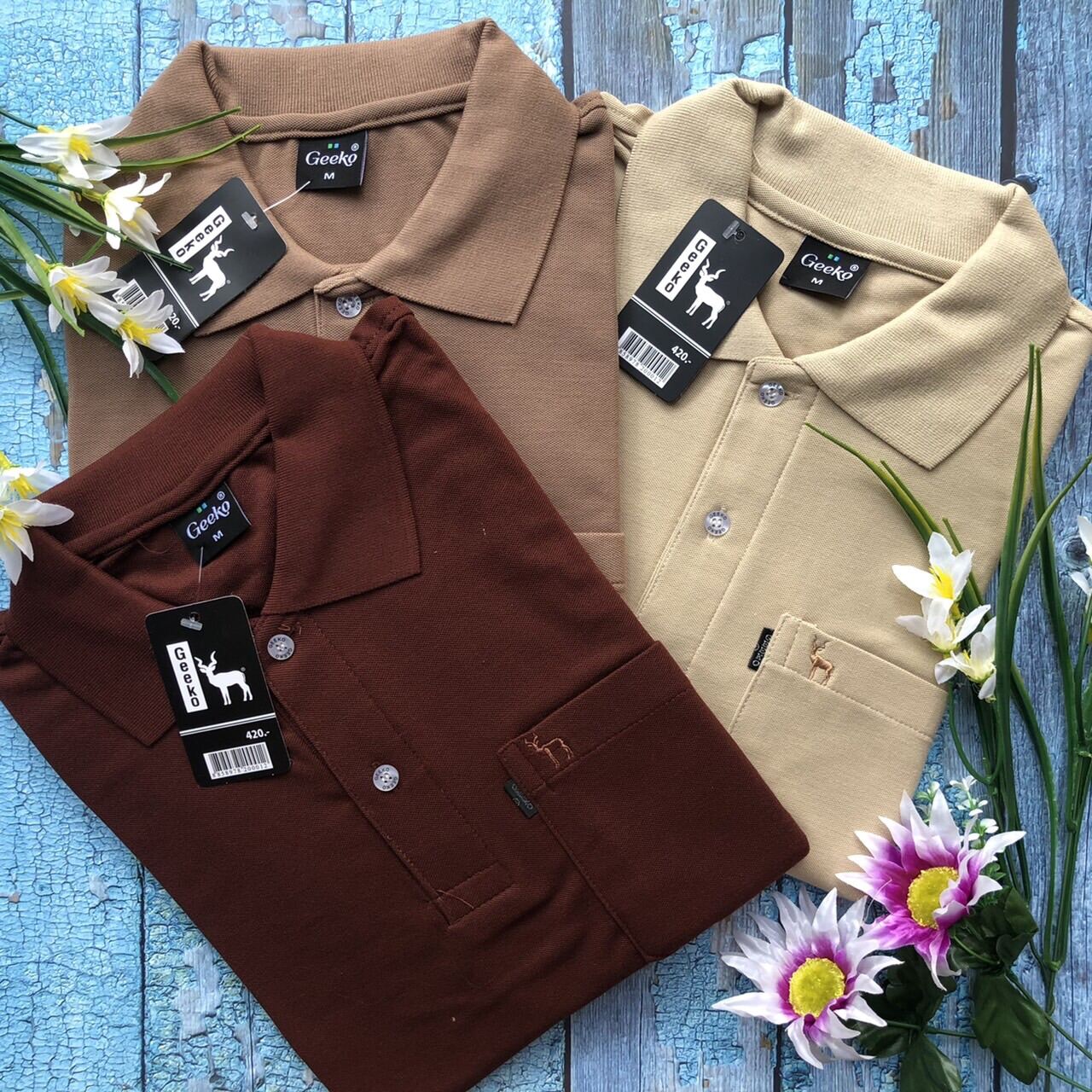 เสื้อโปโลGEEKOตรากวาง โทนสีครีม-น้ำตาล ผู้ชาย เนื้อผ้าดีใส่สบาย ของแท้100% - GEEKO&POLO โปโลตรา ...