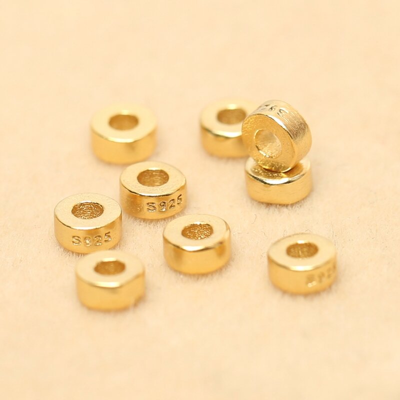 เงินแท้ S925ลูกปัดทรงถังเล็กชุบทองสร้อยข้อมือ DIY สร้อยข้อมือลูกปัดแบบแยกพร้อมลูกปัด18K ทองโบราณ ...