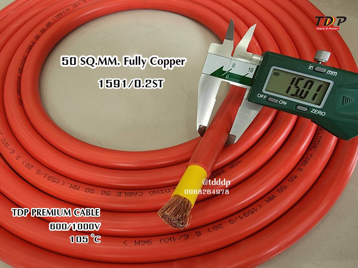 สายเชื่อมไฟฟ้า สายแบตเตอรี่ 50 sq.mm. ทองแท้100% รุ่นทองแดงเต็ม (ราคา 340บาท/เมตร) | Lazada.co.th