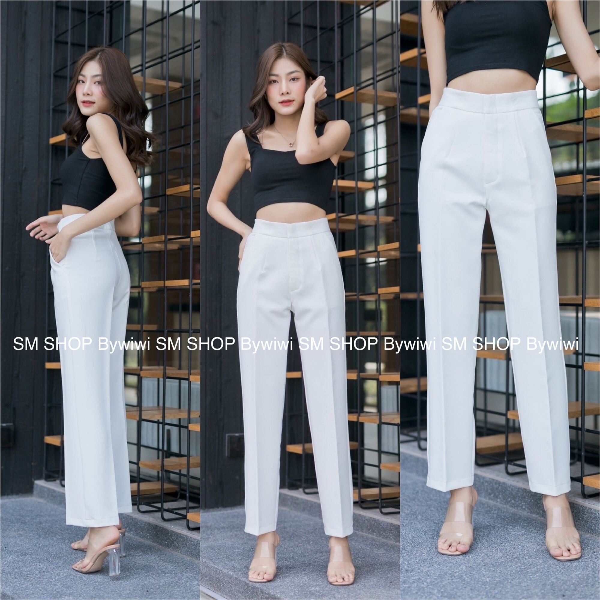 รุ่นLL ราคาพิเศษกางเกงขากระบอกเอวสูงผ้าไอวี่ เก็บทรงดีมากพร้อมส่งS-2XLมีเก็บปลายทาง - SM ...