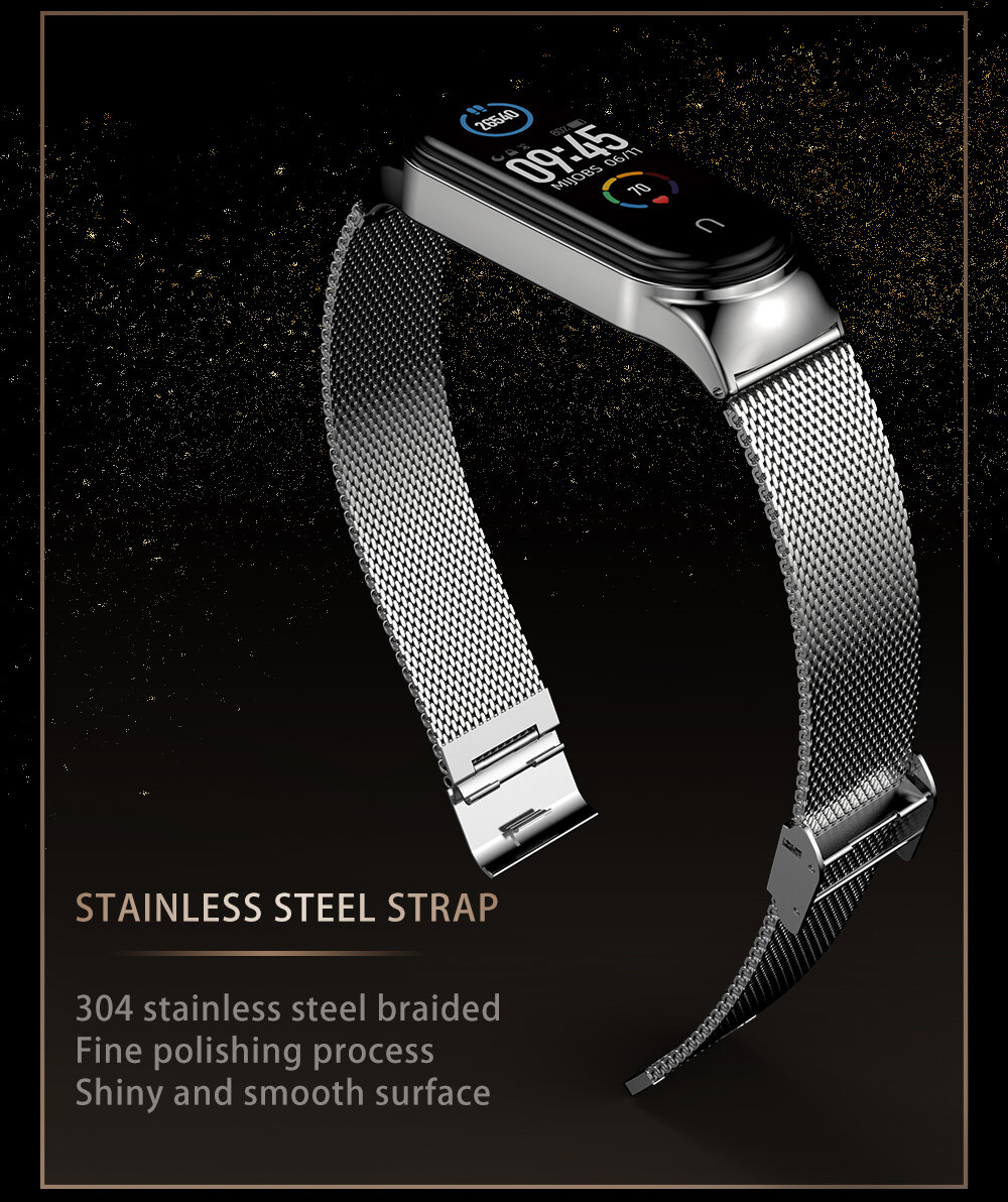 สายสำหรับ Mi band 5 6 7สร้อยข้อมือโลหะแบบมิลานบน Mi band 7สายรัดข้อมือ ...