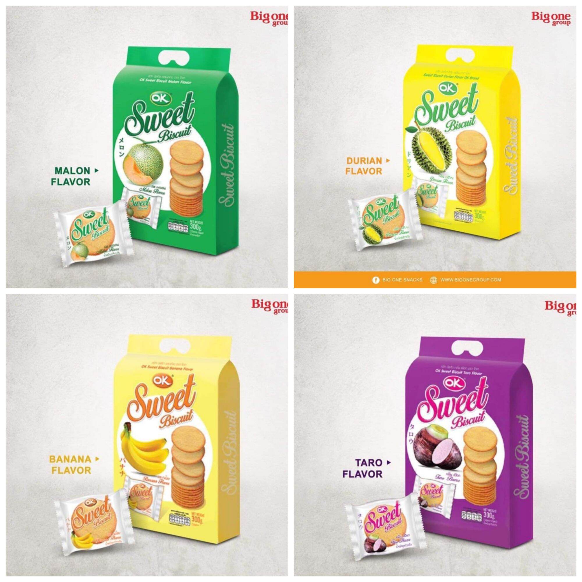 แครกเกอร์sweet OK รสเผือก รสทุเรียน รสกล้วย รสเมลอน | Lazada.co.th