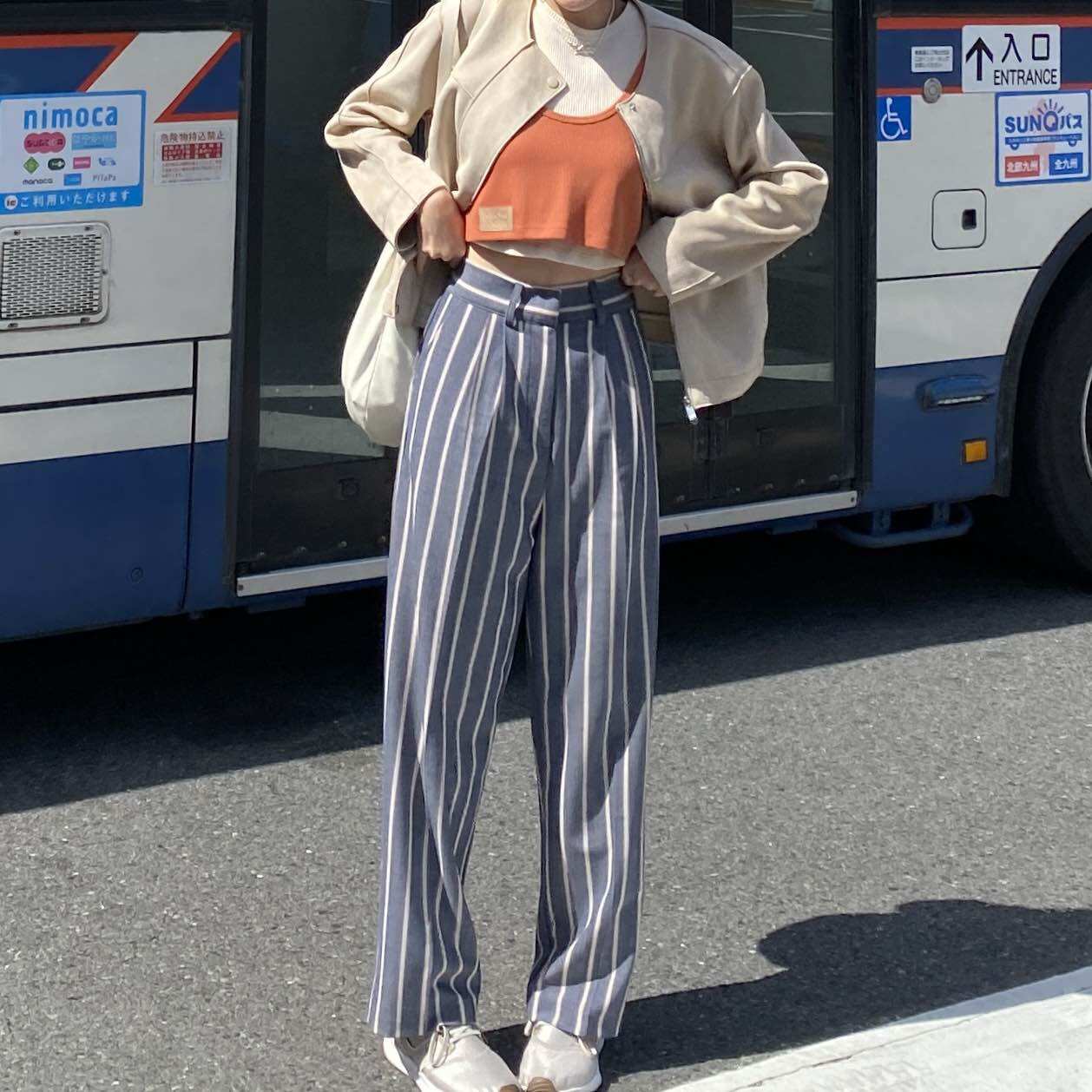 5pm.sun pablo pants กางเกงทรง loose straight ลายทาง ผ้ายับยาก -) - 5pm ...