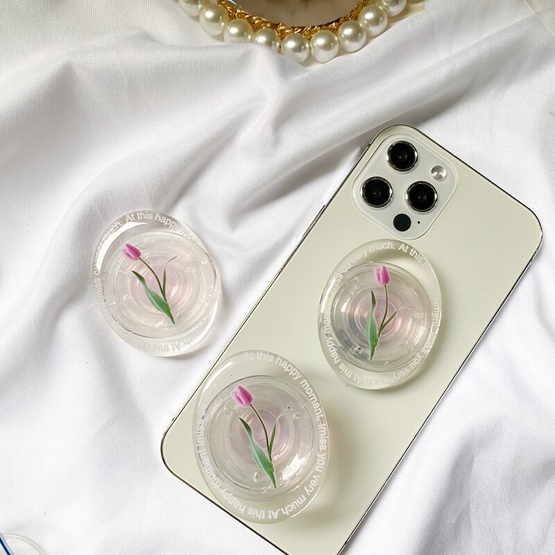 Phone Ring Holder Grip Finger Pop Grip Trendy Tulip Flowers Ready To ...