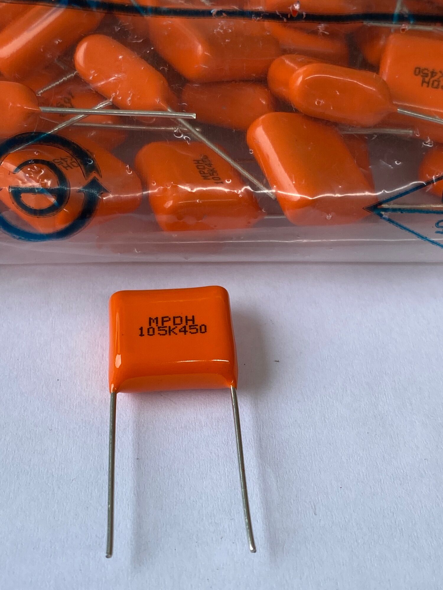 1UF 450V 105PF 1000NFไมล่าญี่ปุ่น สีส้ม (แพ็ค10ตัว) ขาห่าง 15มิล แท้ ...