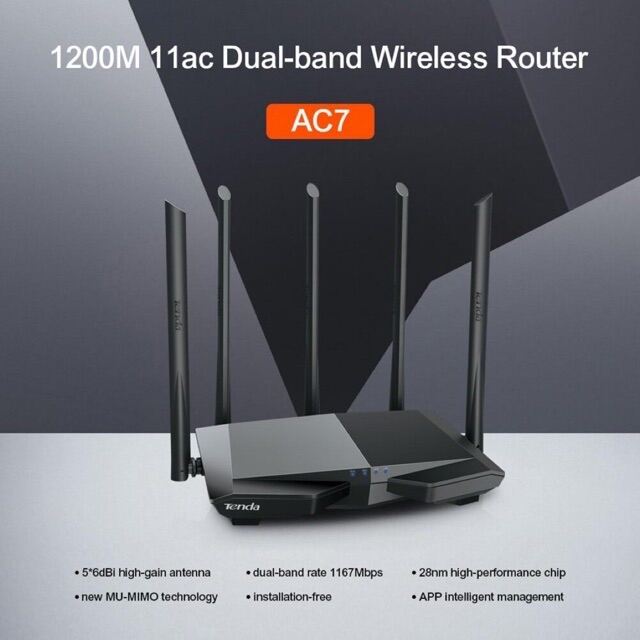 Tenda AC7 Router AC1200 Smart ไวเลส เราเตอร์ Dual Band WiFi Router ...