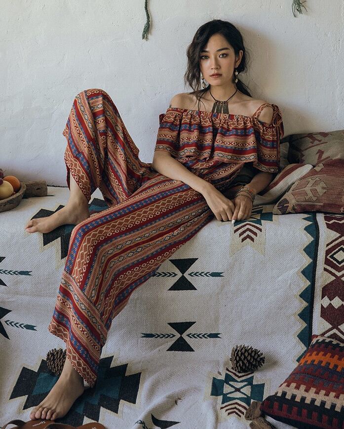 Migu - Bohemian Jumpsuit จั้มสูทขายาว เปิดไหล่ มีกระเป๋าข้าง - Migum.i ...