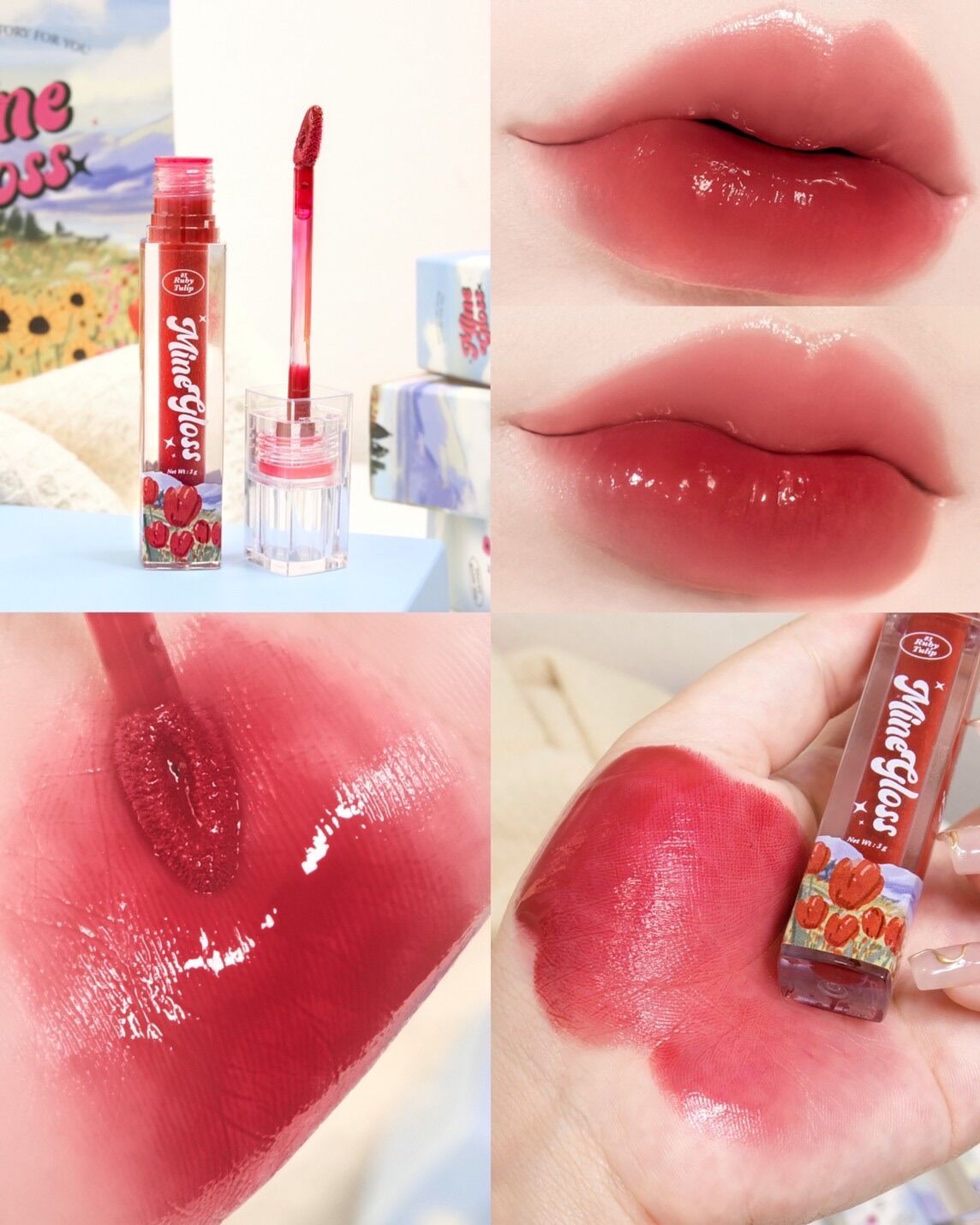 พร้อมส่ง mine gloss gvana ทินต์กลอสสีแน่น ไม่เหนียว ติดทน มาพร้อม 3 เฉด ...