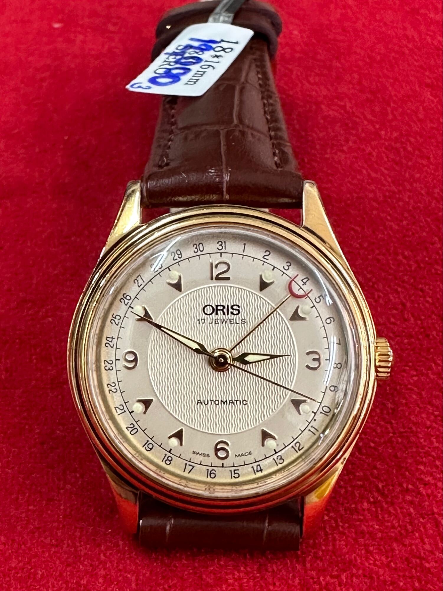 ORIS 17 Jewels Automatic เข็มชี้วันที่ก้ามปู ตัวเรือนทองชุบ นาฬิกาผู้ชาย มือสองของแท้ | Lazada.co.th