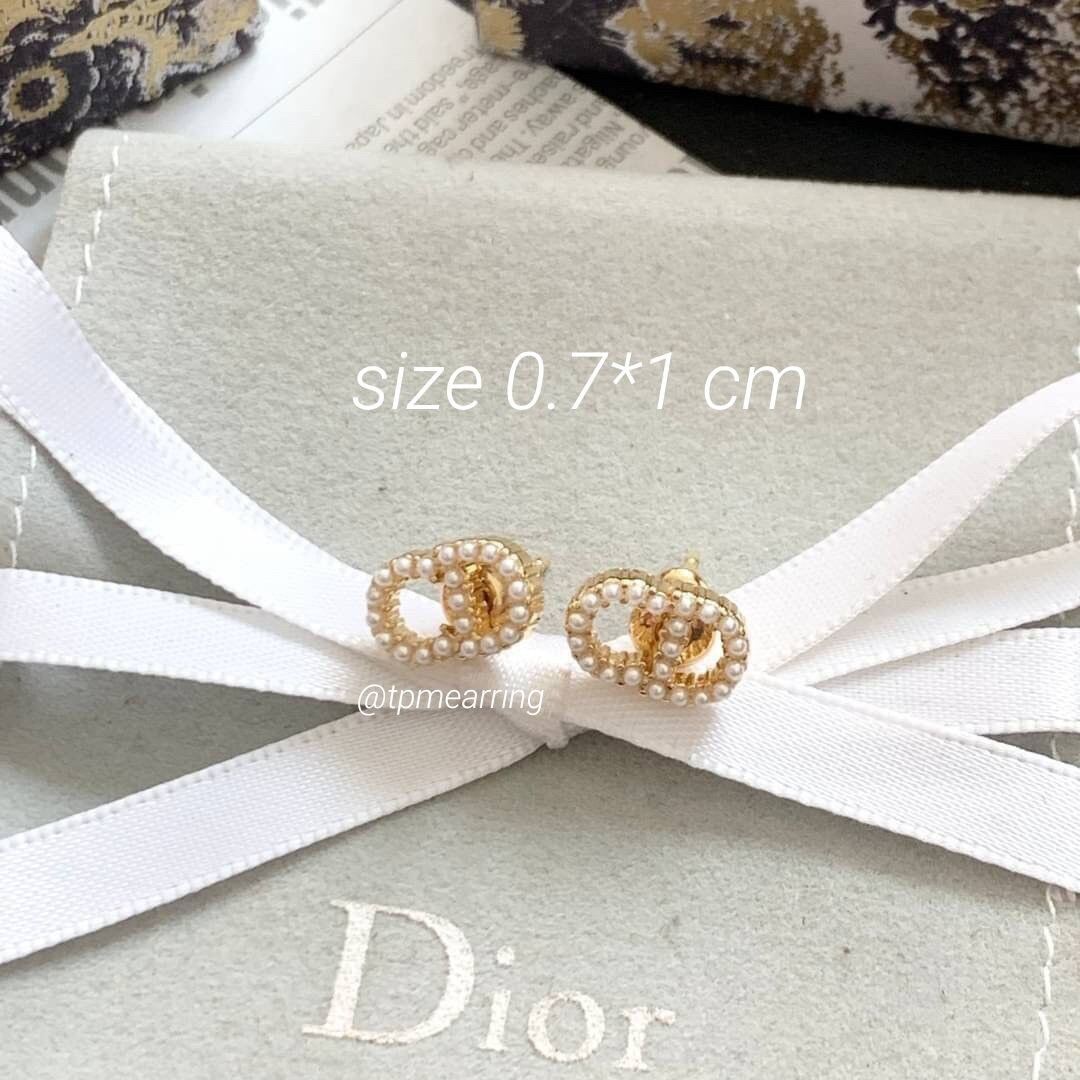 ต่างหู Dior งานออริ เทียบแท้ stamp logo อะไหล่ 18KGP ประดับมุกเทียม งาน ...