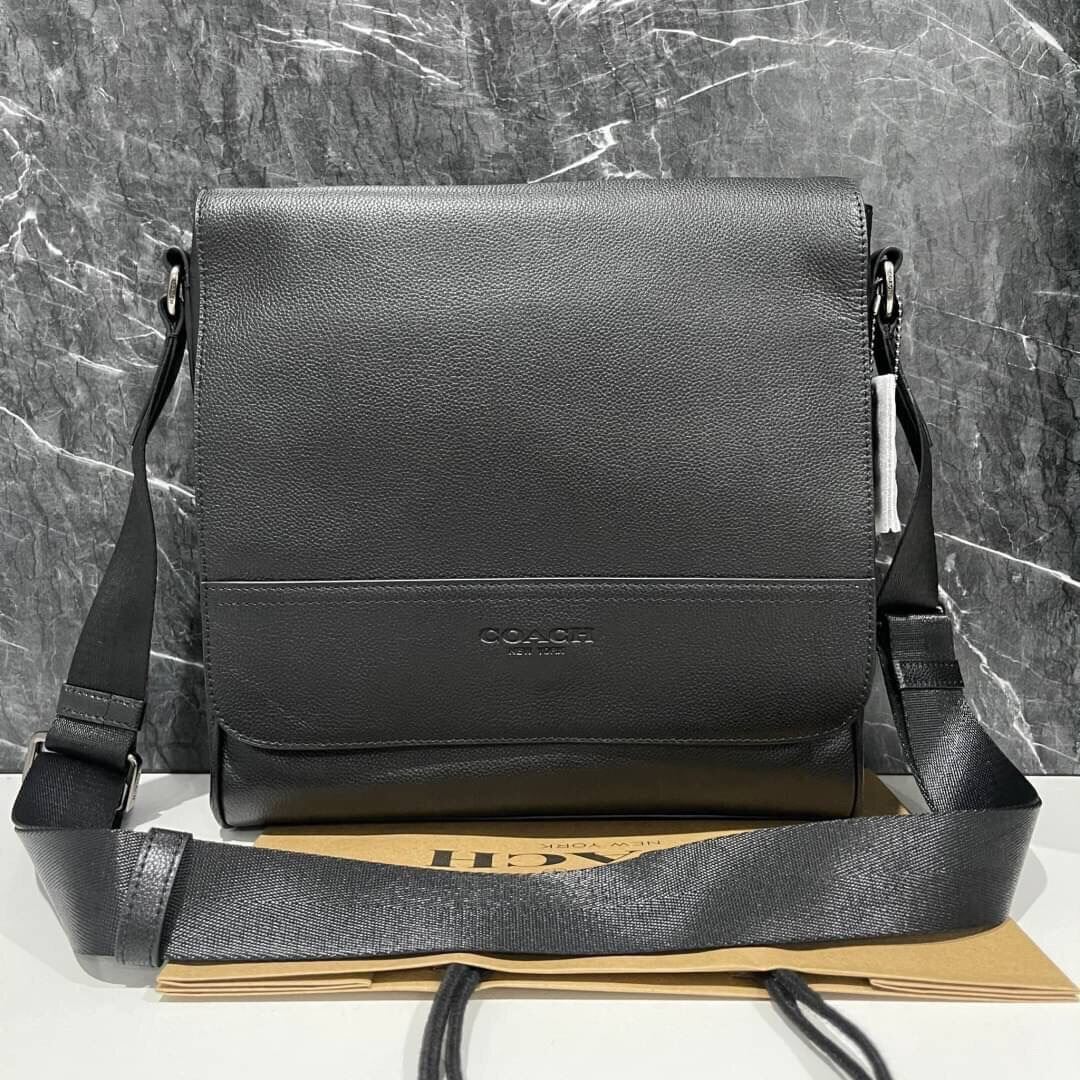 COACH 68015 MEN HOUSTON MAP BAG IN SMOOTH CALF LEATHER Black - Mini ...