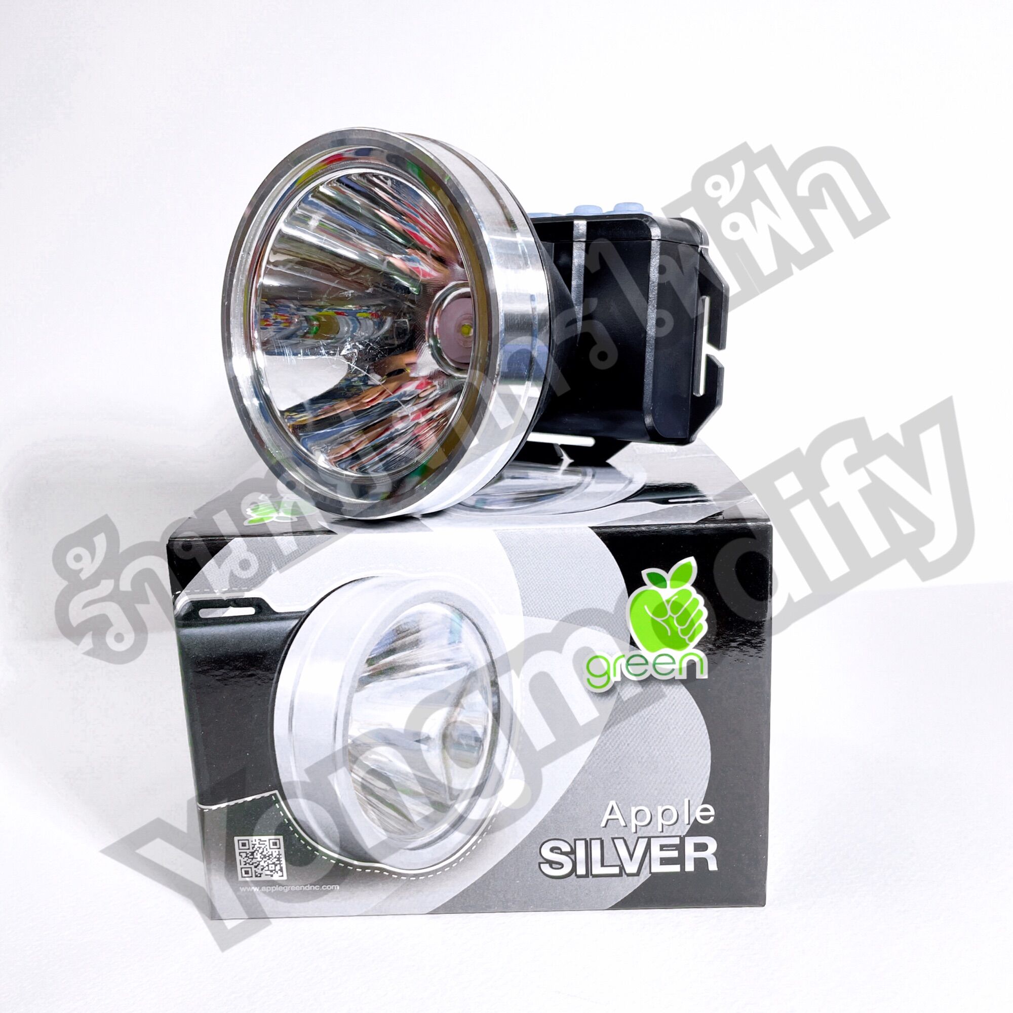 Applegreen SILVER ไฟฉายคาดหัว ไฟส่องกบ ไฟกรีดยาง แสงขาว