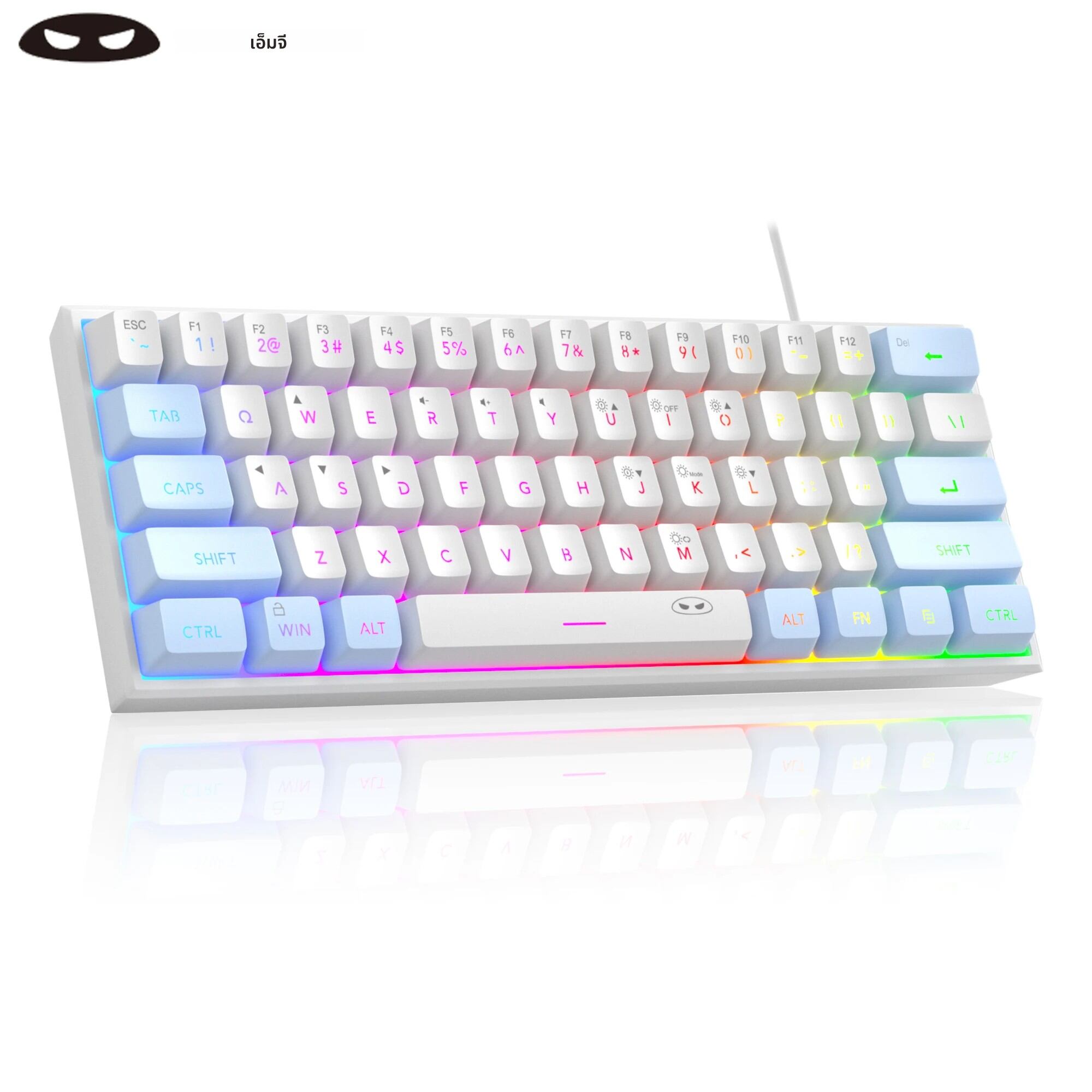 MageGee TS91 60% คีย์บอร์ดแบบมีสายขนาดกะทัดรัด 61 คีย์ RGB Backlight ...