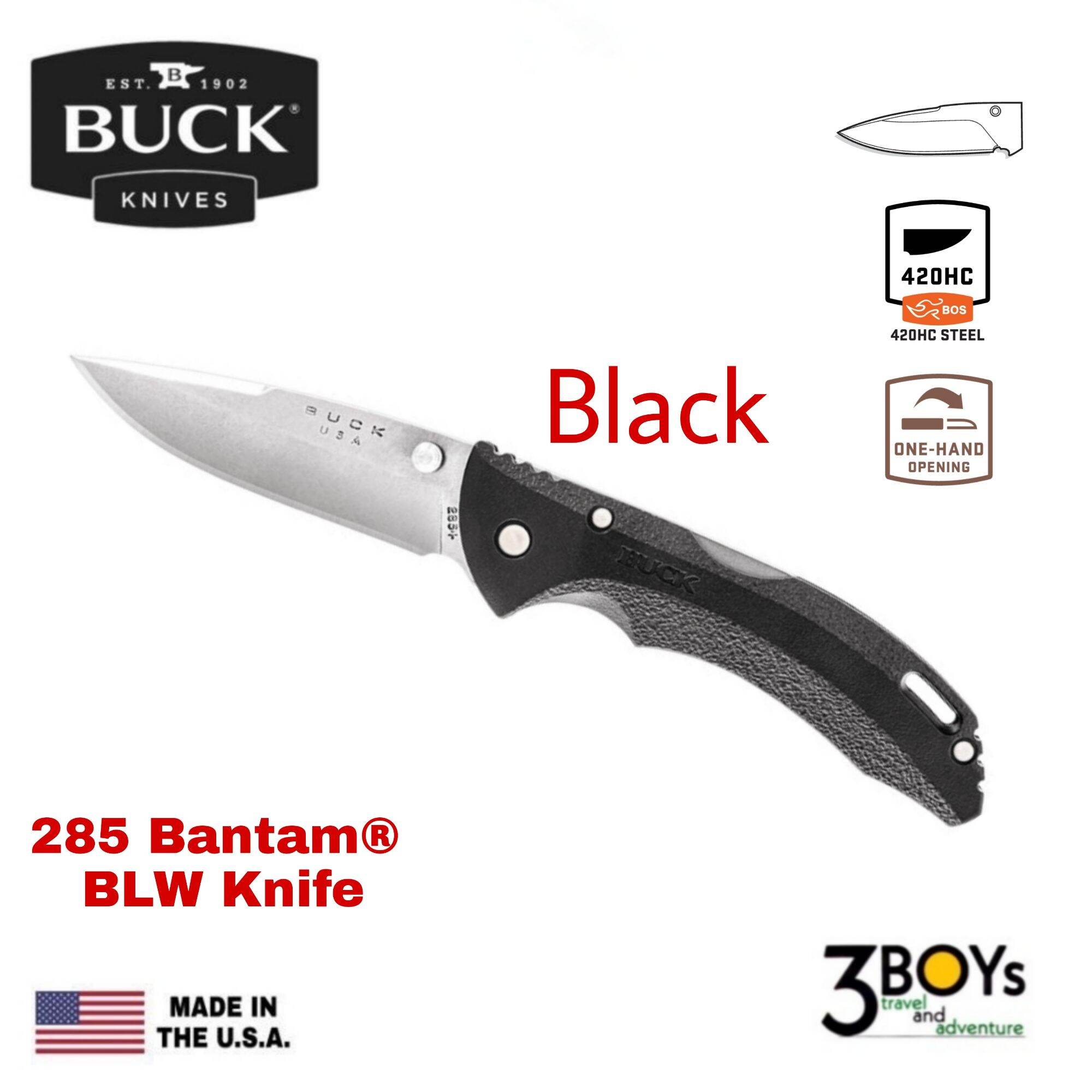 มีดBuck Bantam® 285 มีดขนาดกลาง ด้ามไนลอนสีดำ ใบมีด420HC เพรียวบาง ...