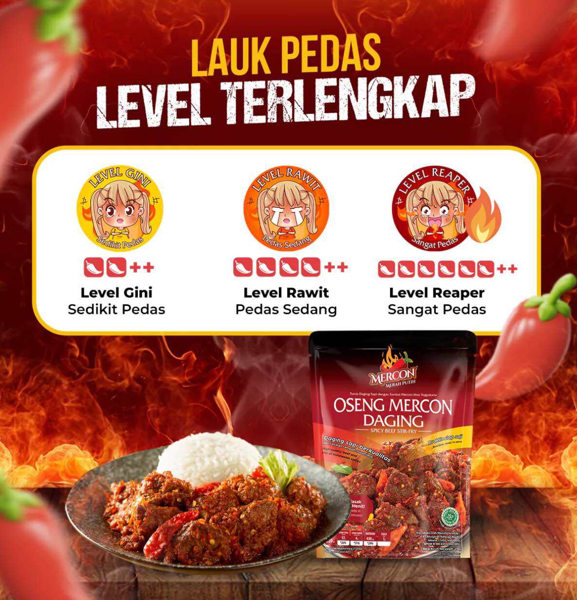 Indonesia Oseng Mercon Daging / Medium Spicy Beef Stir Fry 150 gram ...