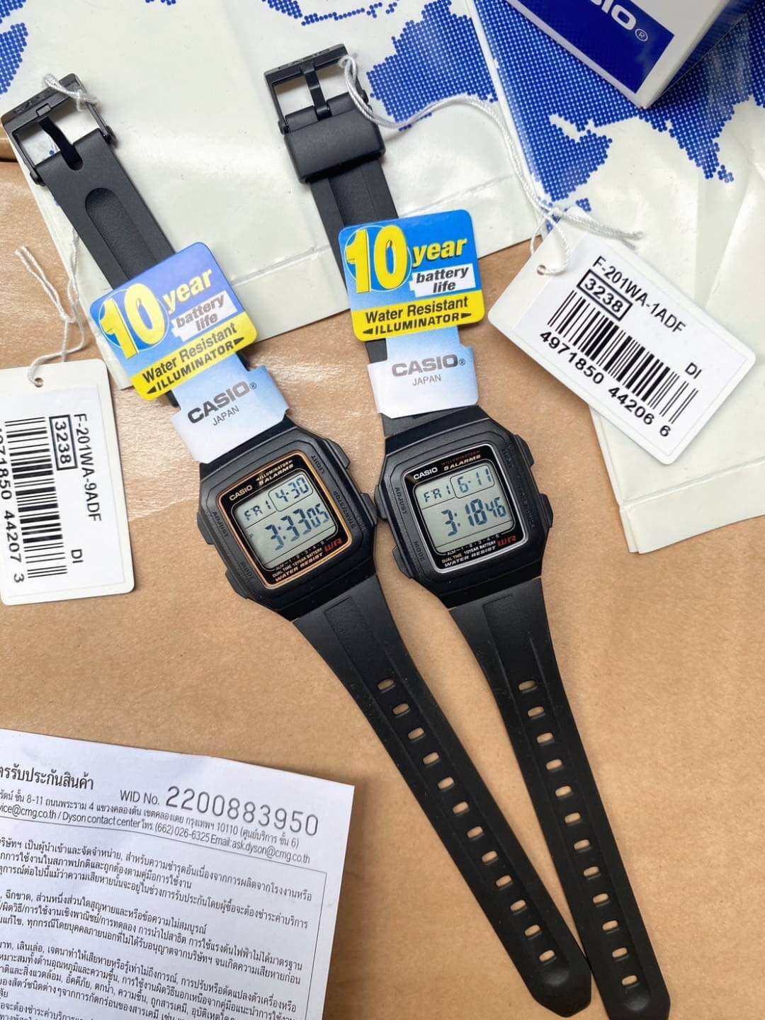 Casio นาฬิกาข้อมือผู้ชาย นาฬิกาเด็กCASIO แบตเตอรี่ 10 ปี สีดำ สายเรซิน รุ่น F-201WA F-201WA-1A F ...