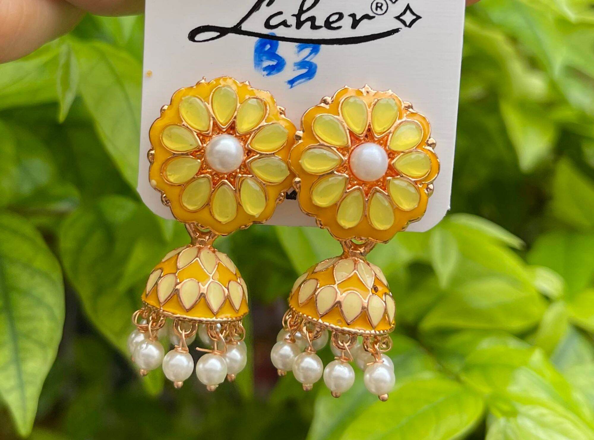 ต่างหูอินเดียระฆังเล็กงานลงยา4 cm2 cm Indian Meenakari Small Jumki ...